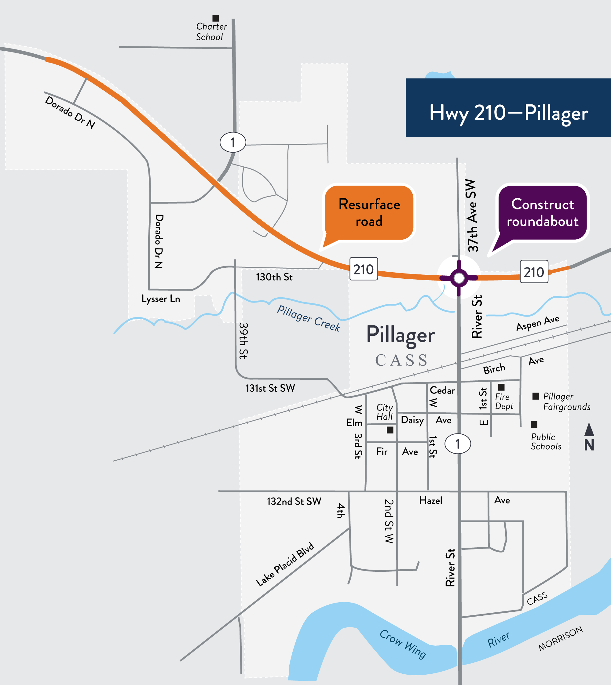 Hwy 210—Motley to Pillager, Cass County - 2027 roadwork - MnDOT